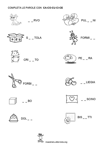Lettera C schede didattiche classe prima