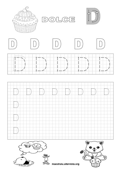 Lettera D schede didattiche classe prima