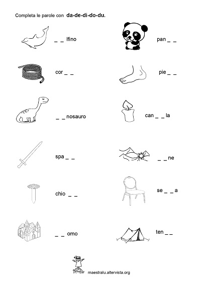 Lettera D schede didattiche classe prima