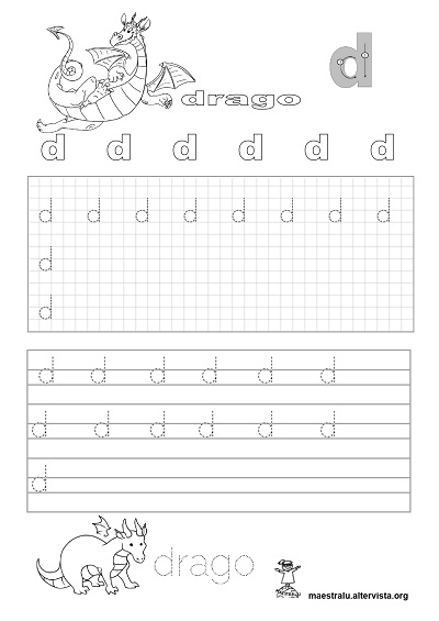 Lettera D schede didattiche classe prima