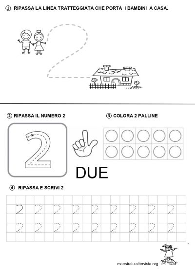 Numero due schede didattiche classe prima