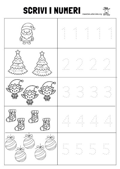 Schede matematica Natale classe prima