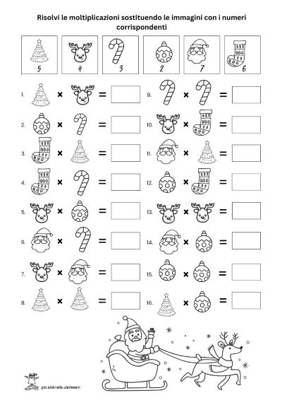 Schede matematica Natale classe seconda