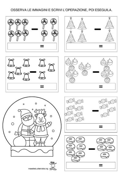 Schede matematica Natale classe prima