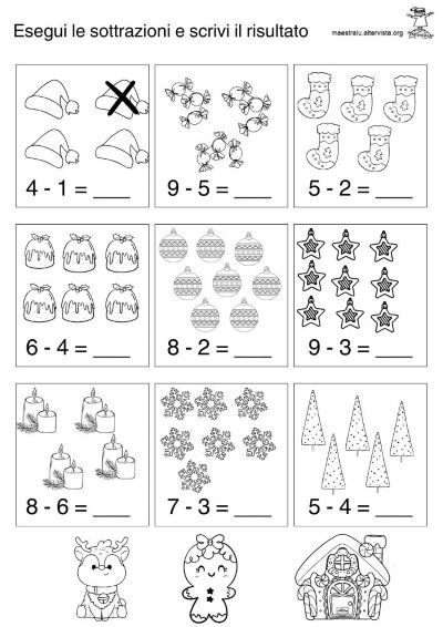 Schede matematica Natale classe prima