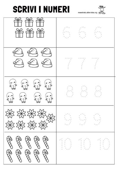 Schede matematica Natale classe prima