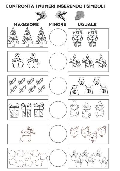 Schede matematica Natale classe prima