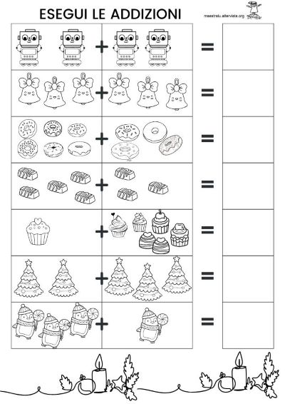 Schede matematica Natale classe prima