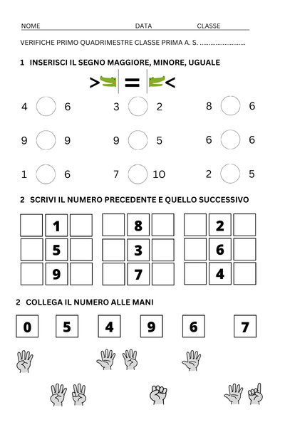 Esercizi sui numeri entro il 20