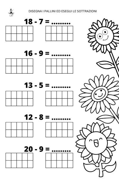 Sottrazioni classe prima schede didattiche