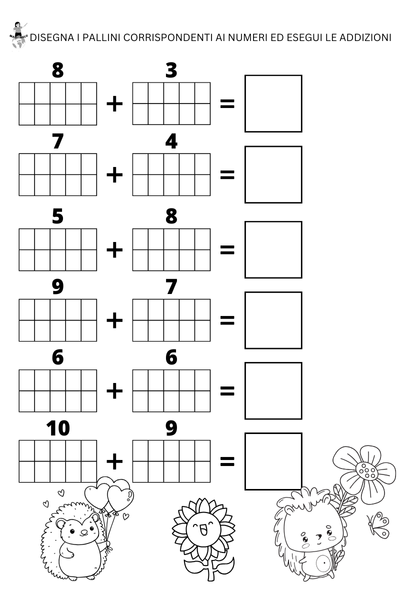 Addizioni classe prima schede didattiche
