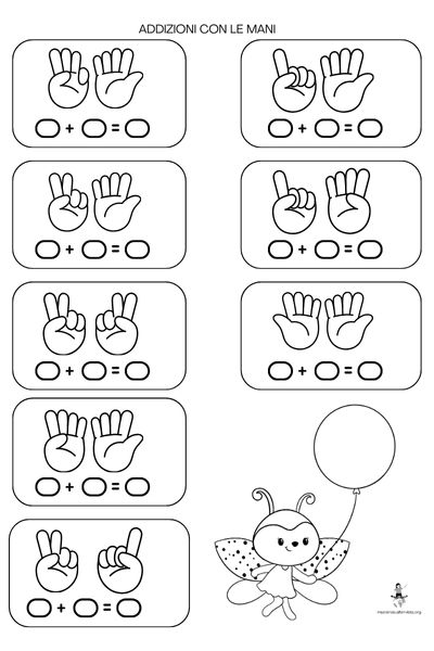 Addizioni classe prima schede didattiche