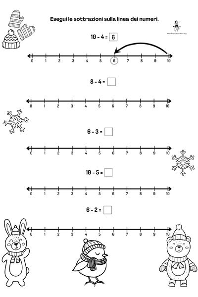 Sottrazioni classe prima schede didattiche
